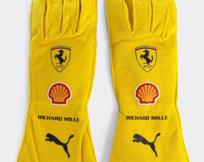 Ferrari 2025 F1 Kart Racing Gloves | Yellow Replica Racing Gloves for ...