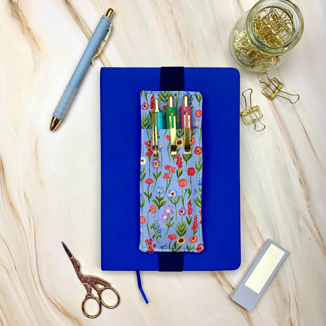 Attachable Pen or Pencil Bookmark Holder for Notebook, Planner or ...