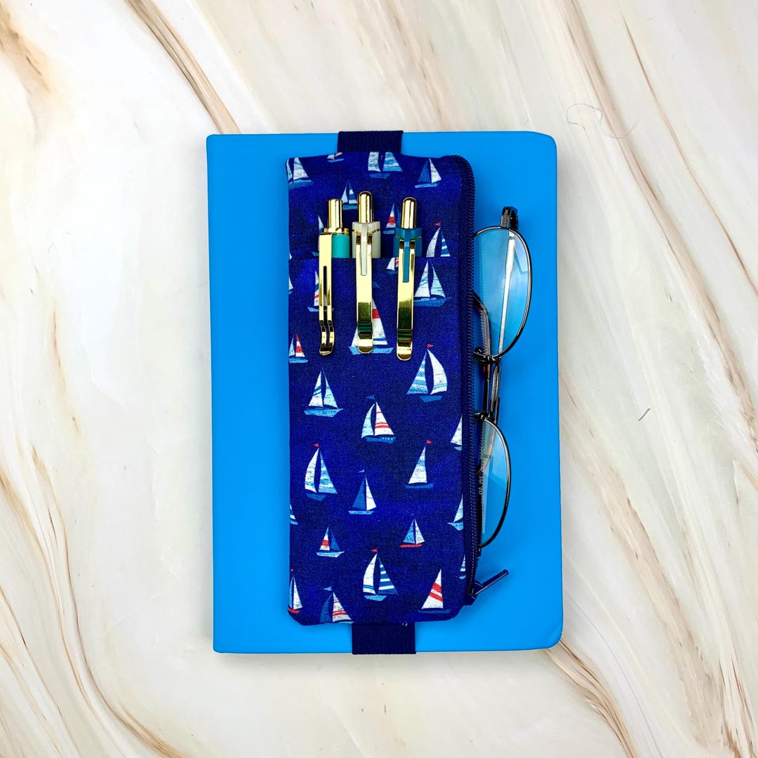 Nautical Pen and Glasses Case With Elastic Band, Book Band Pen Keeper ...