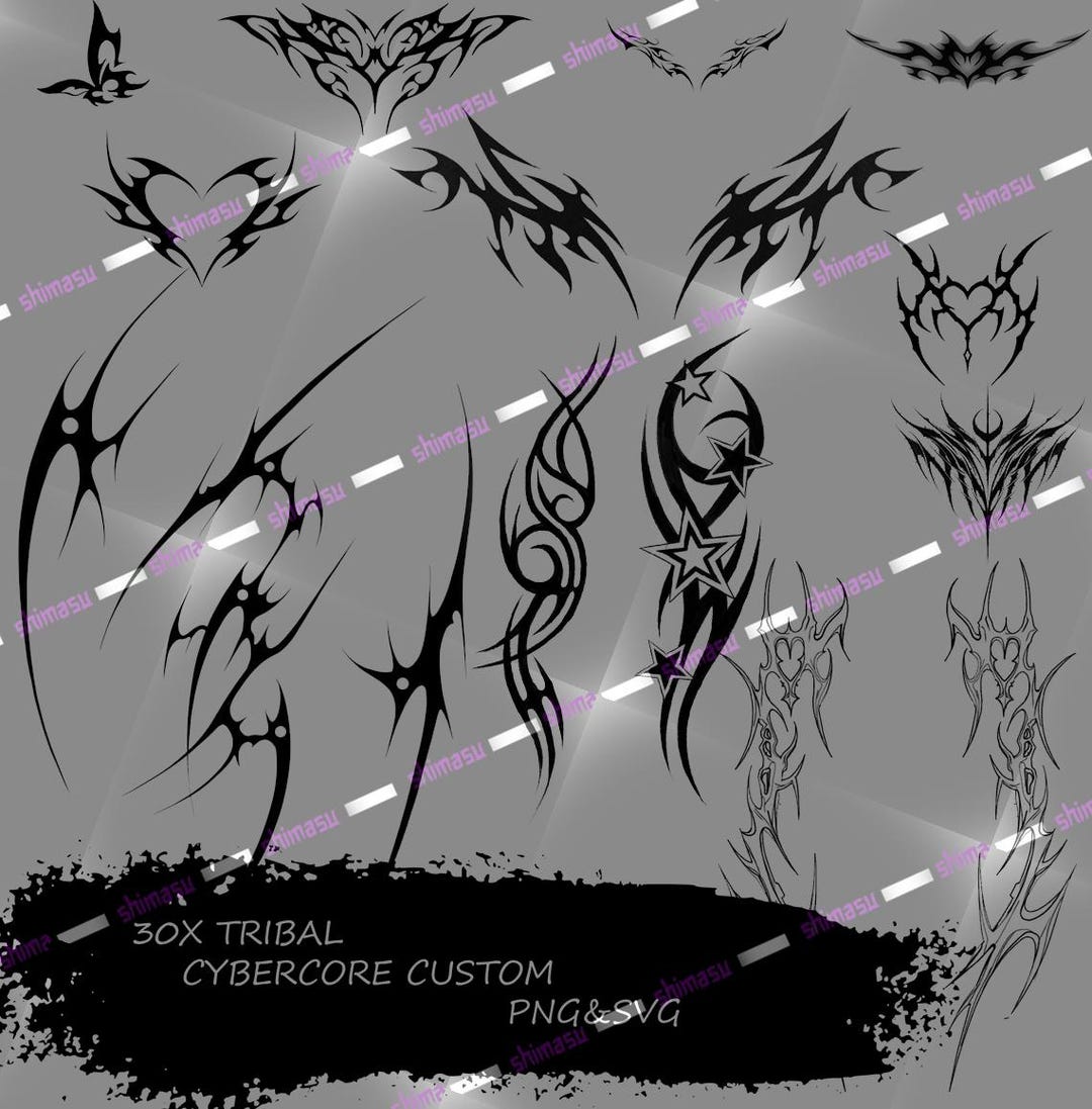 Cyber Tribal Tattoo, Custom Cybercore Tribal, PNG Instant Digital ...