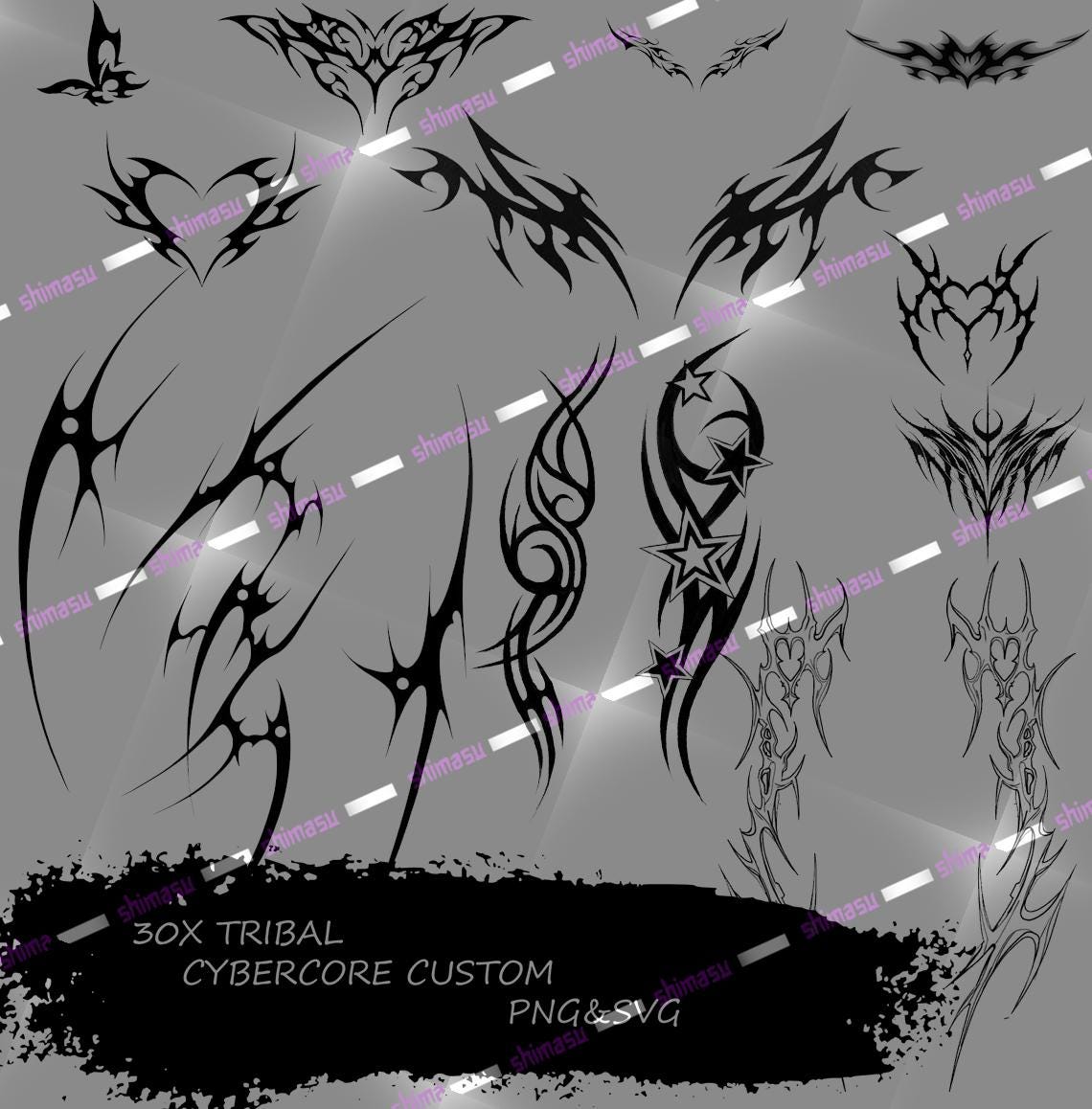 Cyber Tribal Tattoo, Custom Cybercore Tribal, PNG Instant Digital ...