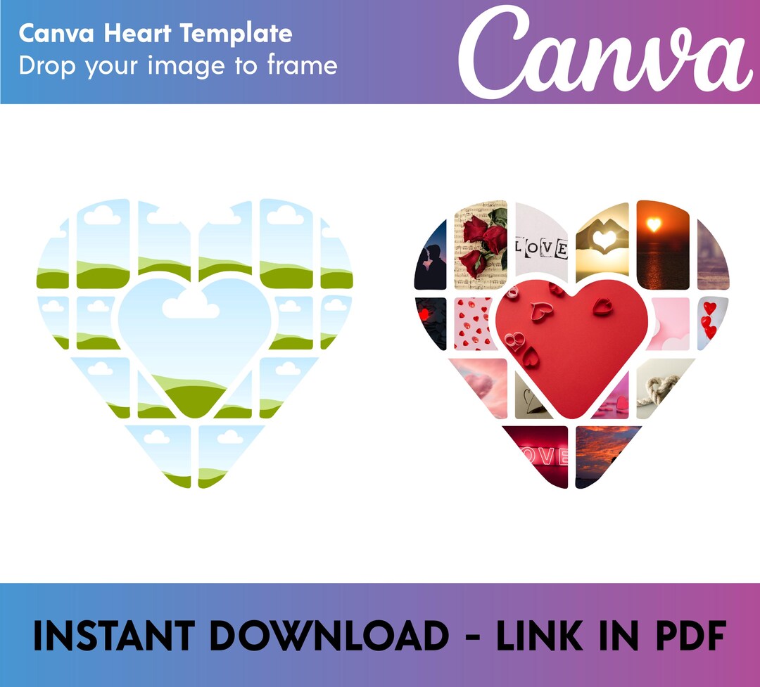 Editable Heart Template Canva, 8 Heart Templates to Customize - Etsy UK