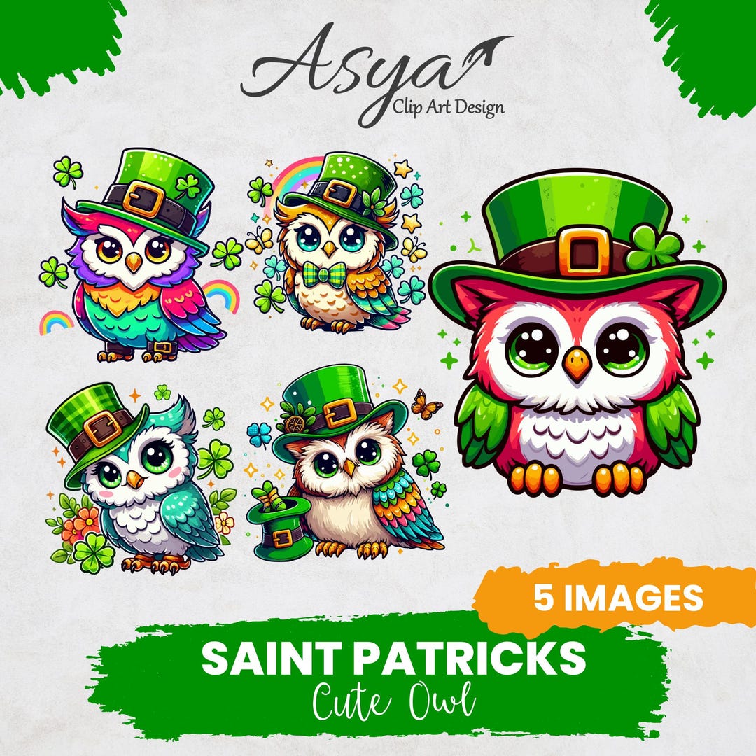 Saint Patricks Owl Clipart, Cute Owl Lover Gift, Funny St Patricks Png ...