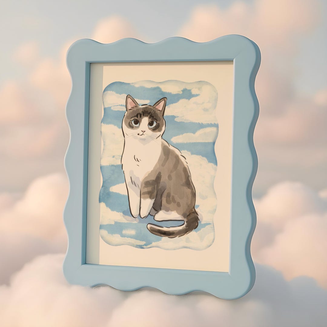 Custom Funky Pet Portrait, Hand-drawn Pet Illustration, Cute Cat ...