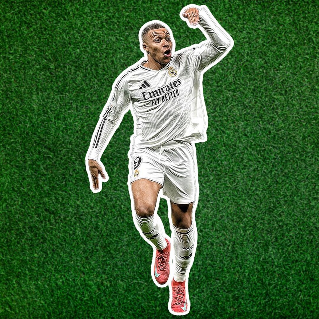 Kylian Mbappé Stickers | Cartoon Soccer Vinyl Stickers | Real Madrid ...
