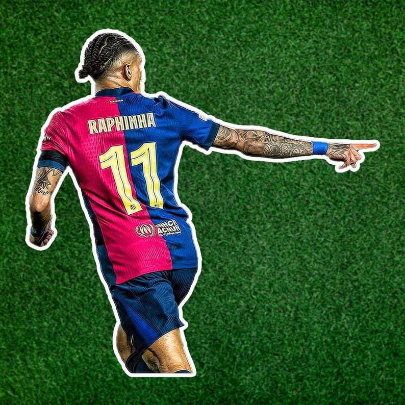 Raphinha Stickers | Cartoon Soccer Vinyl Stickers | FC Barcelona ...