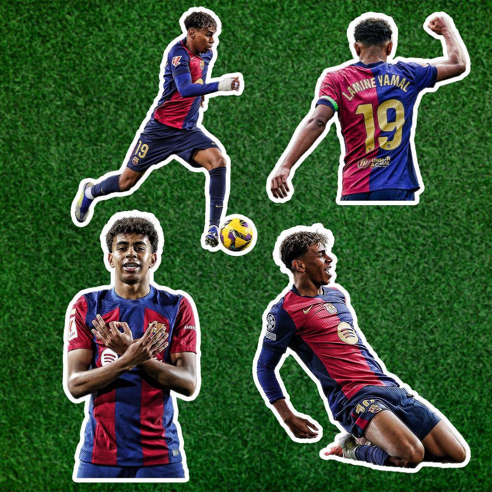 Lamine Yamal Stickers | Cartoon Soccer Vinyl Stickers | FC Barcelona ...