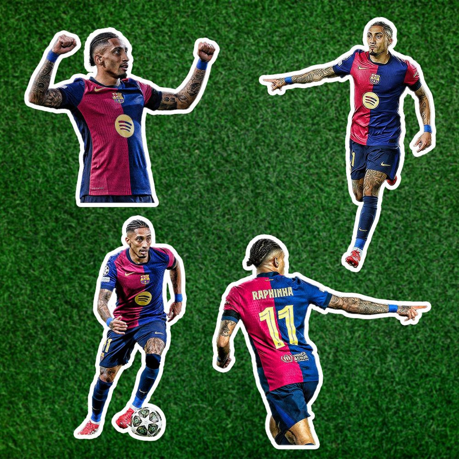 Raphinha Stickers | Cartoon Soccer Vinyl Stickers | FC Barcelona ...