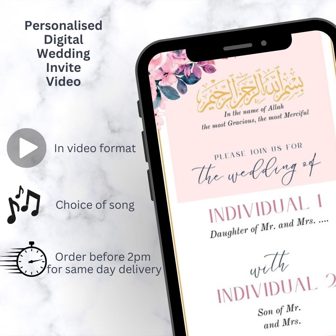 Muslim Islamic Baraat Rukhsati Digital Wedding Invite Video - Editable ...