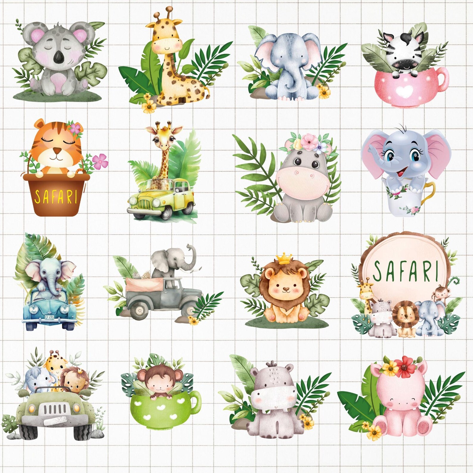 Safari Clipart Animals, Safari Animals Svg, Wild One Birthday ...