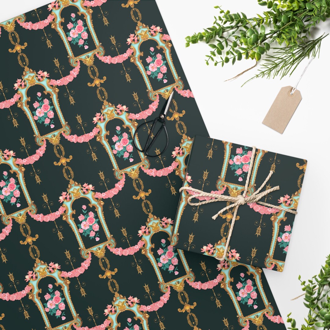 Rococo Pigs in Teal Wrapping Paper by Melanie Stimmell - Etsy