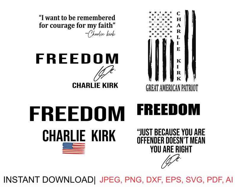 Charlie Kirk SVG Bundle: Freedom USA Patriotic Designs (digital ...