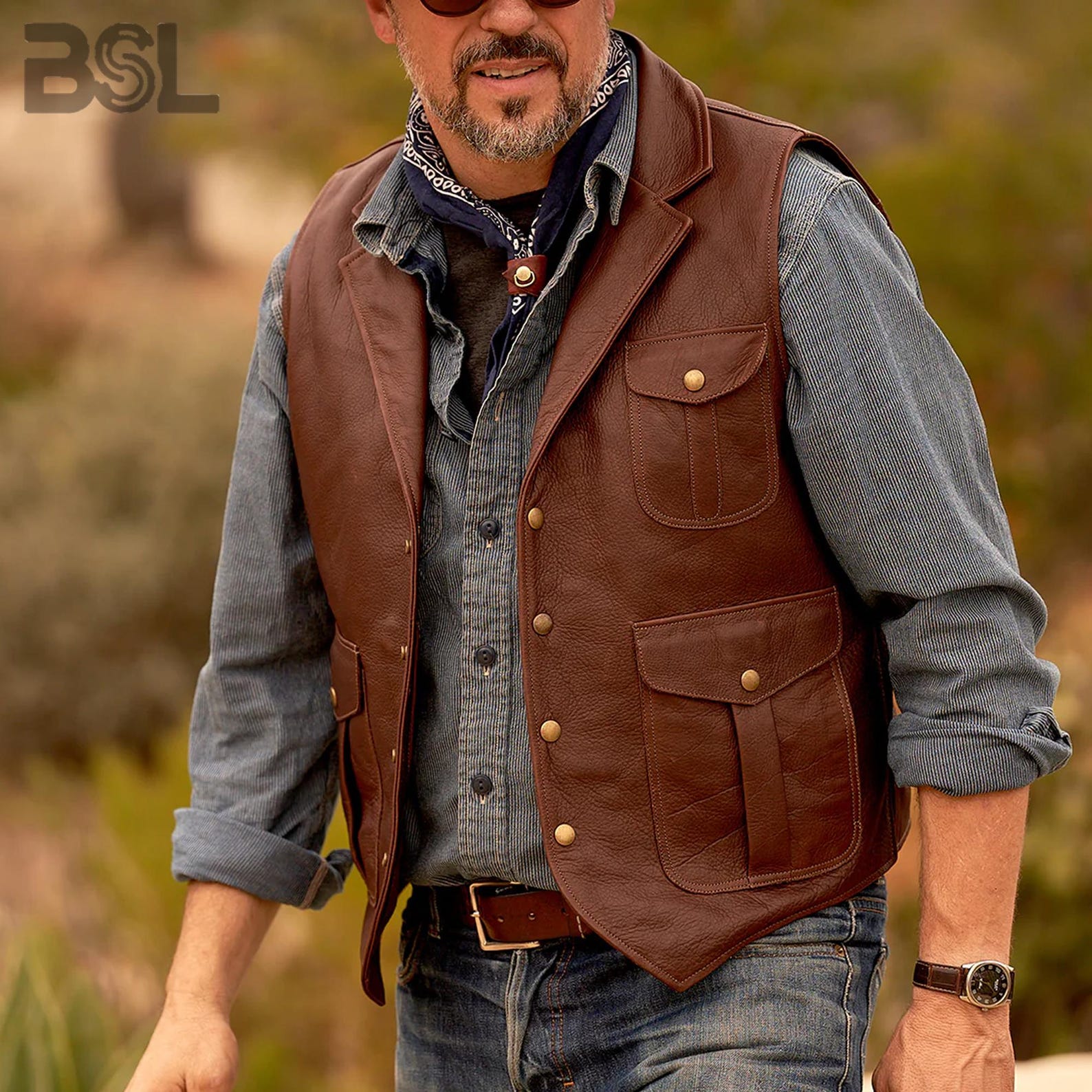 Handmade Brown Leather Western Vest Sleeveless Riding Vest - Etsy