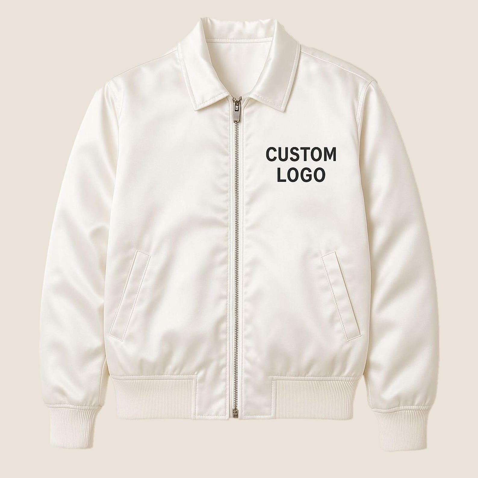 White Satin Varsity Jacket - Custom Letterman Bomber Jacket Embroidered ...