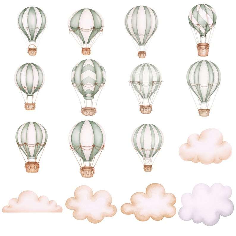 Green Hot Air Balloon Clipart, Air Transport Clipart, Balloons and ...