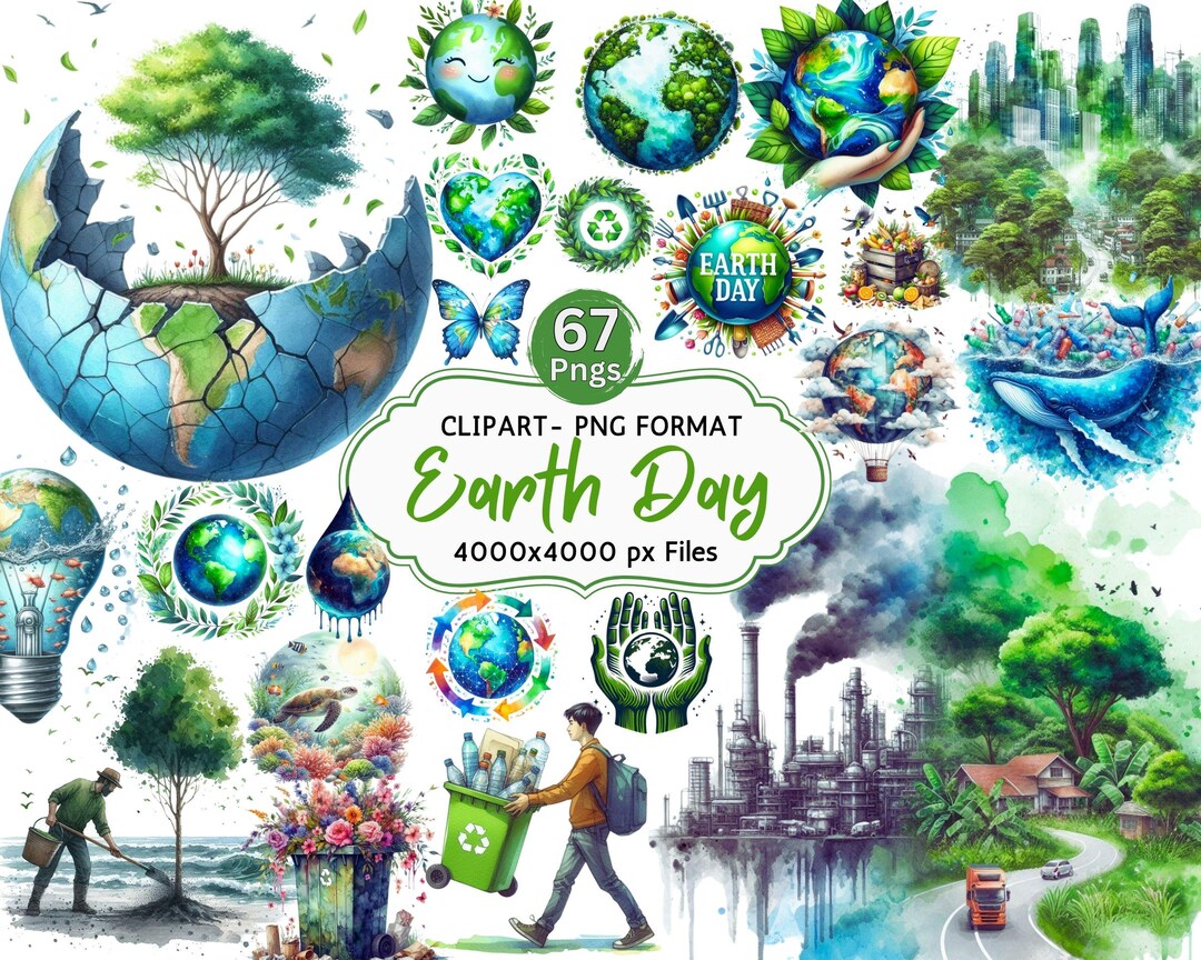 Earth Day Clipart Bundle Planet Love Graphics Green Living Clipart ...