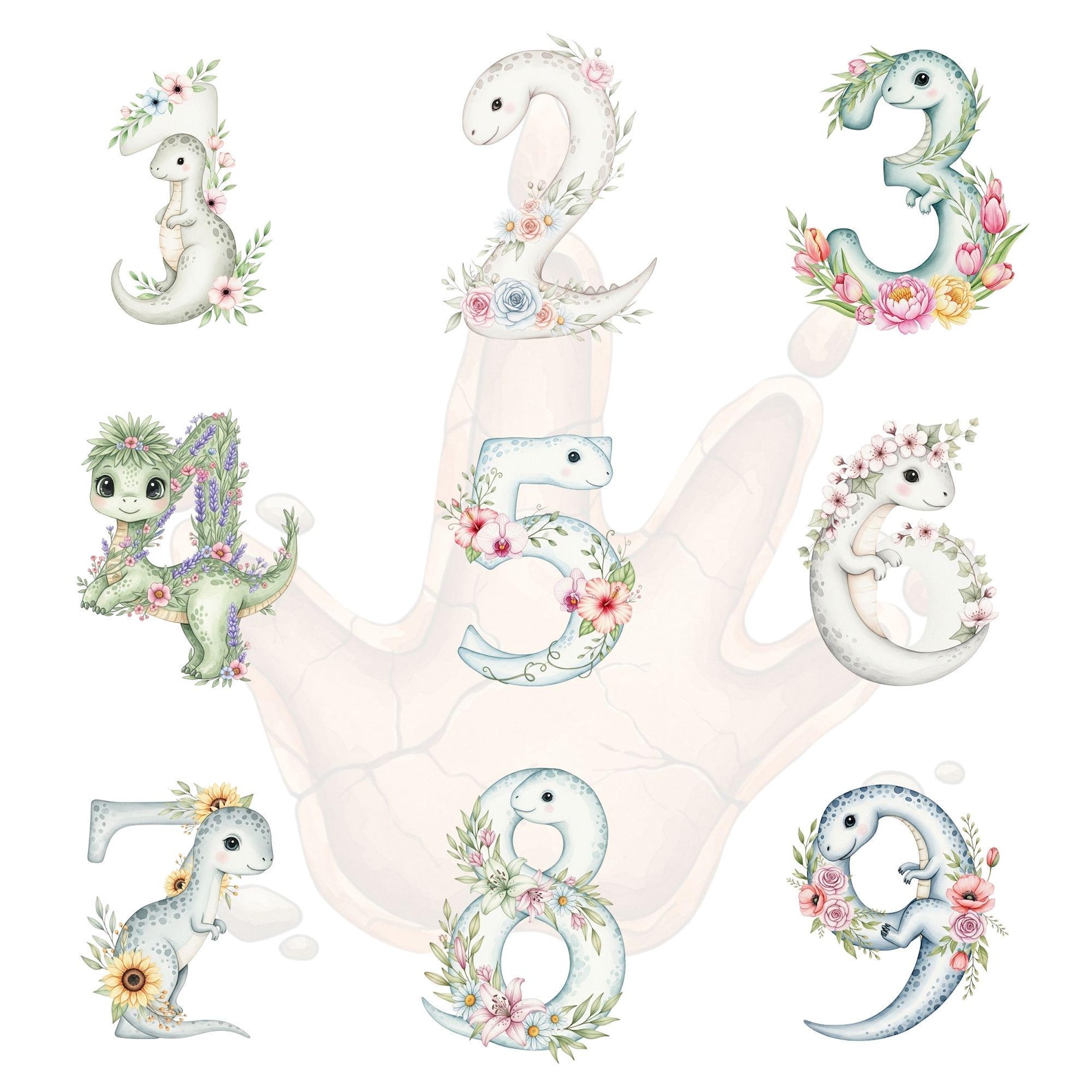 Dinosaur Birthday Clipart, Cute Dino Party Illustrations, Watercolor ...