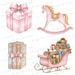 Pink Christmas Clipart, Watercolor Cute Christmas PNG, Santa, Reindeer ...