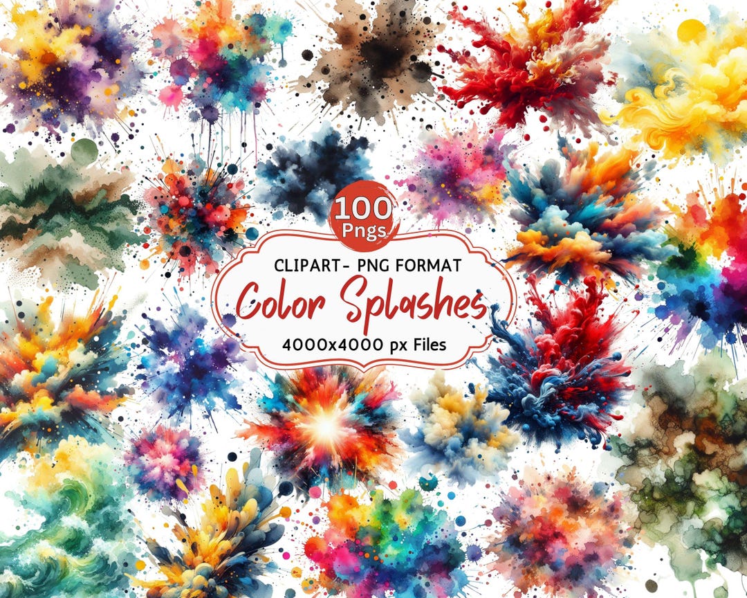 Watercolor Color Splash Clipart Bundle Paint Splatter Abstract Clipart ...