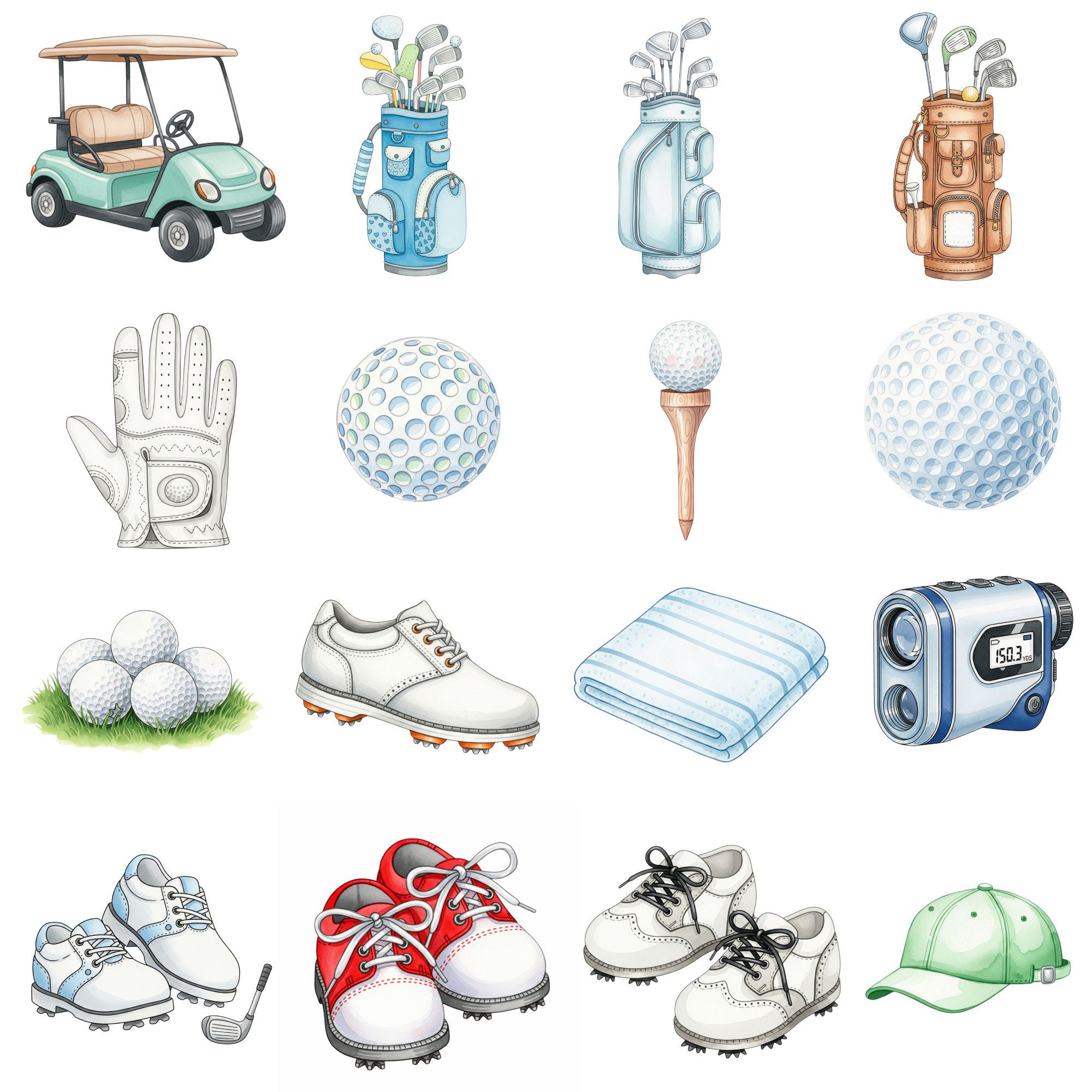 Watercolor Golf Clipart, Little Golfer PNG, Cute Golf Player, Golf Ball ...