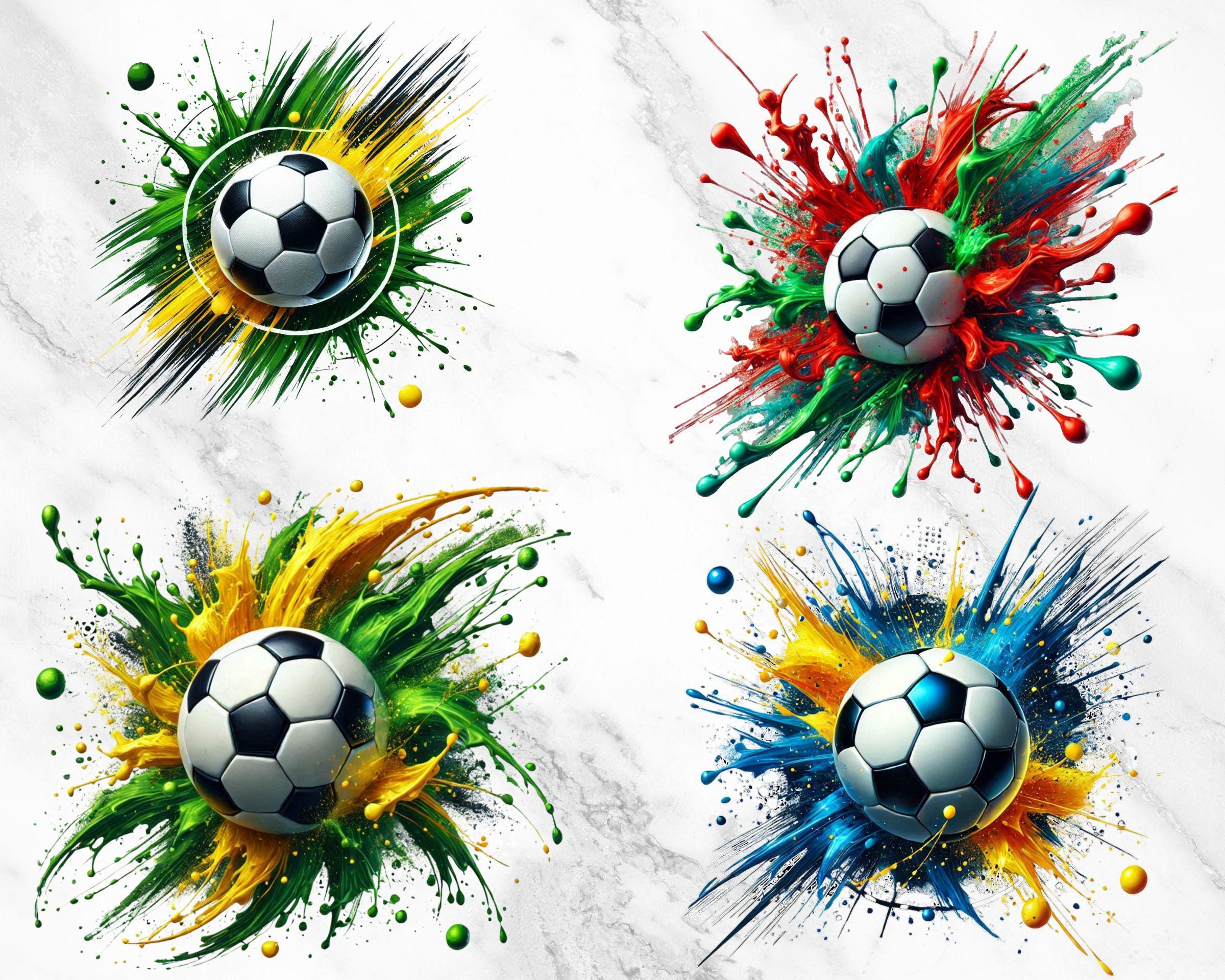 Watercolor Soccer Ball Clipart Bundle Football Clipart Soccer ...