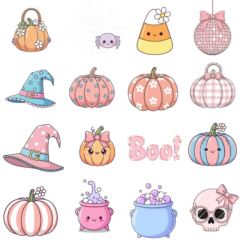 Groovy Halloween Clipart, Retro Halloween PNG, Cute Ghost Clipart ...