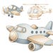 Watercolor Air Transport Clipart, Hot Air Balloon, Cute Airplane PNG ...