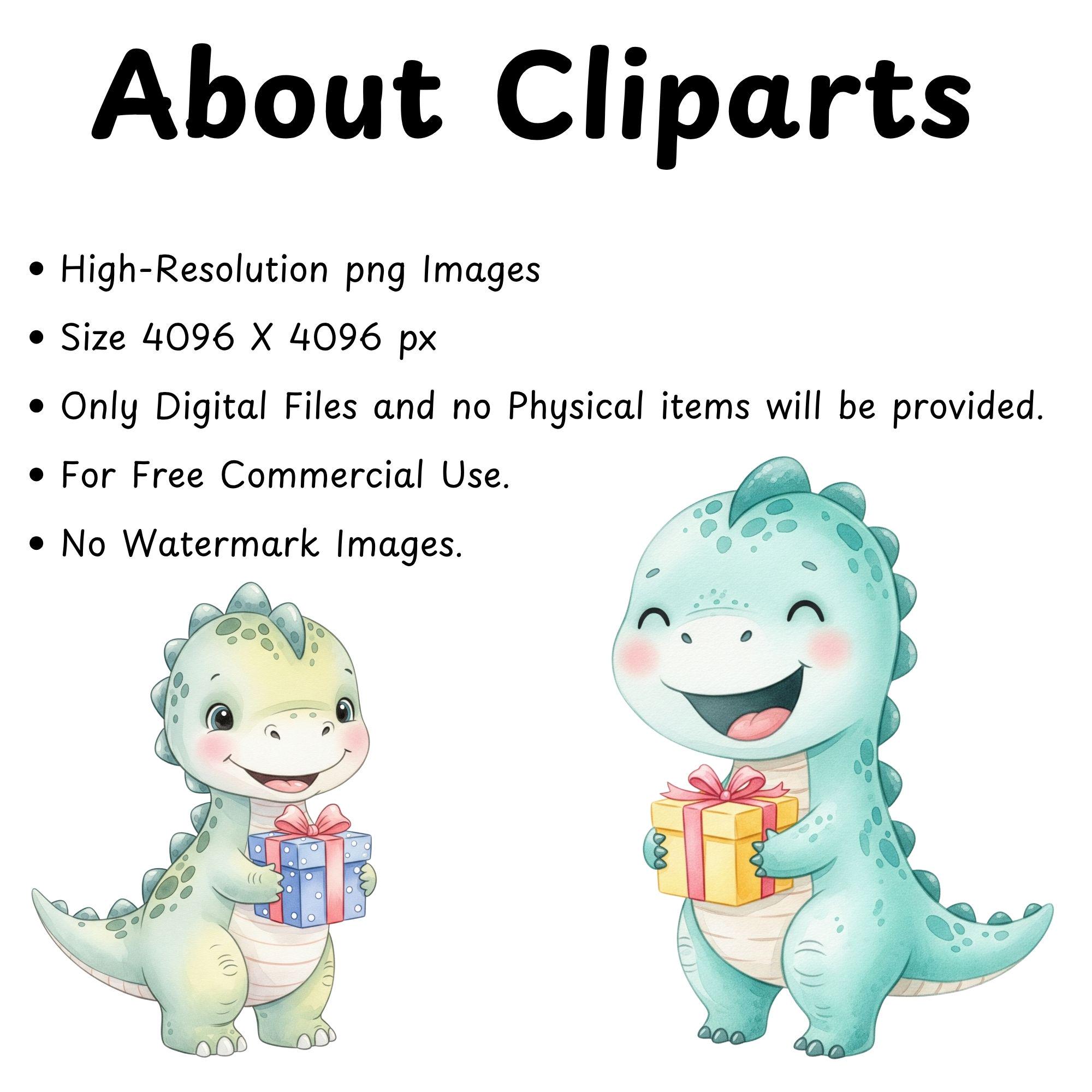 Dinosaur Birthday Clipart, Cute Dino Party Illustrations, Watercolor ...