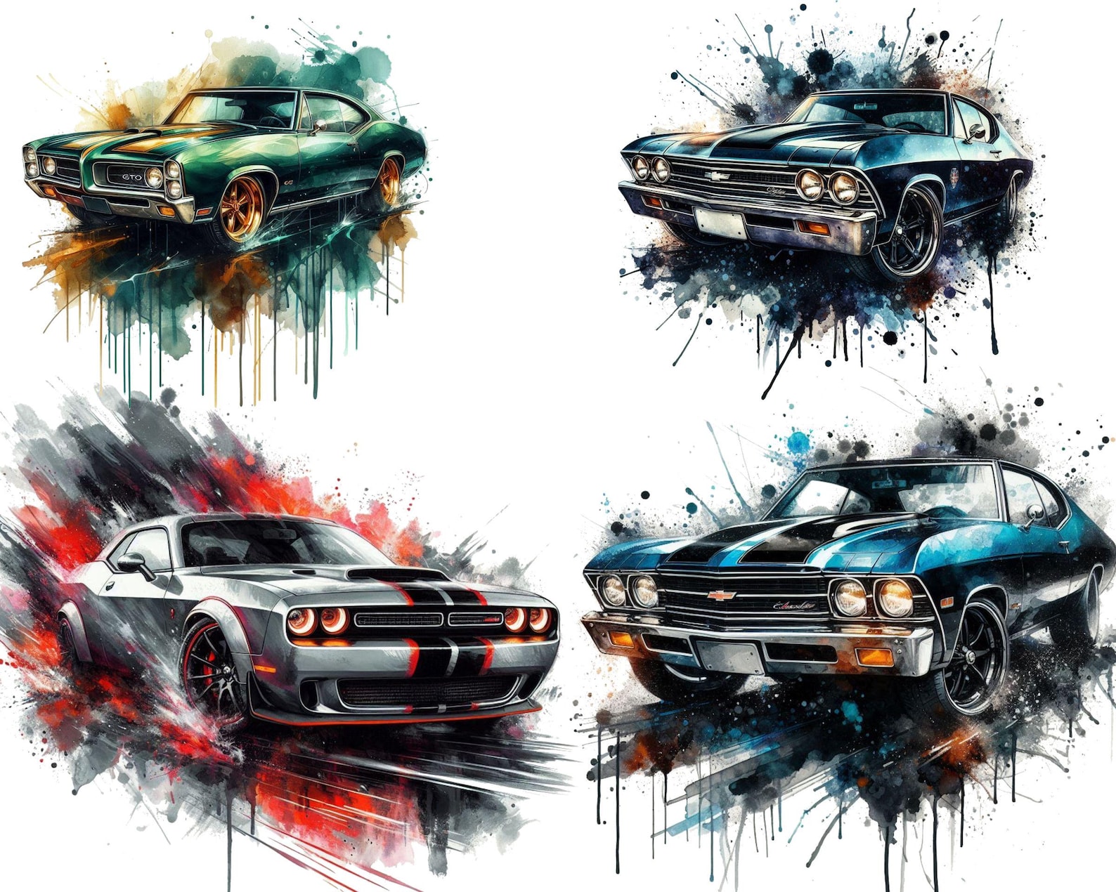 Muscle Car Clipart, Classic Car PNG, Vintage Car Clipart, Retro Car ...