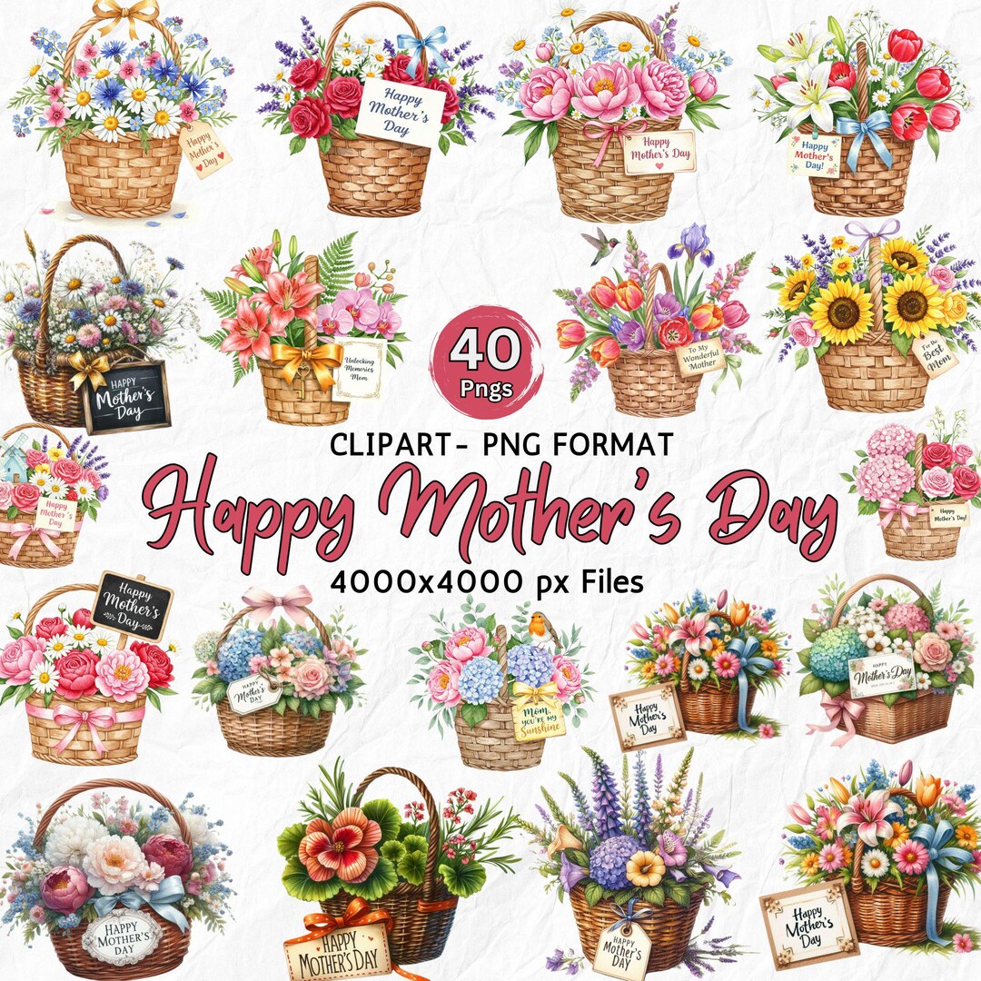 Floral Mom Clipart Bundle: Watercolor Flower PNG Designs (digital ...