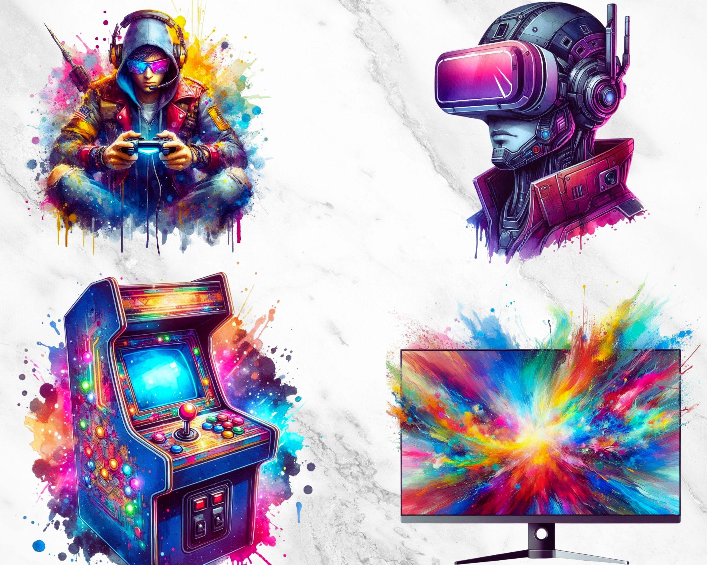 Watercolor Video Game Clipart, Gamer Controller PNG, Gaming Clipart ...
