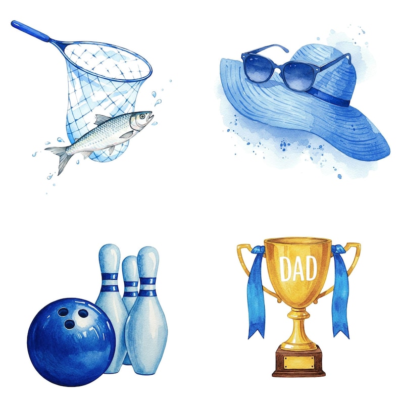 Father’s Day Clipart Blue Watercolor Dad PNG Best Dad Ever Gentleman ...