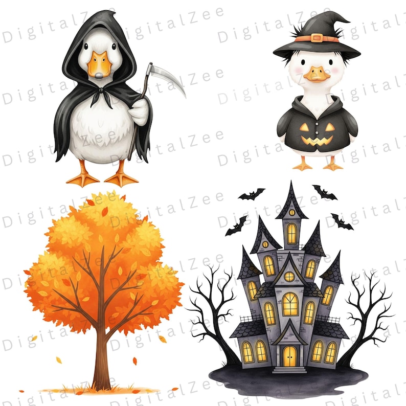 Halloween Goose Clipart, Spooky Goose PNG, Cute Goose in Costume, Funny ...
