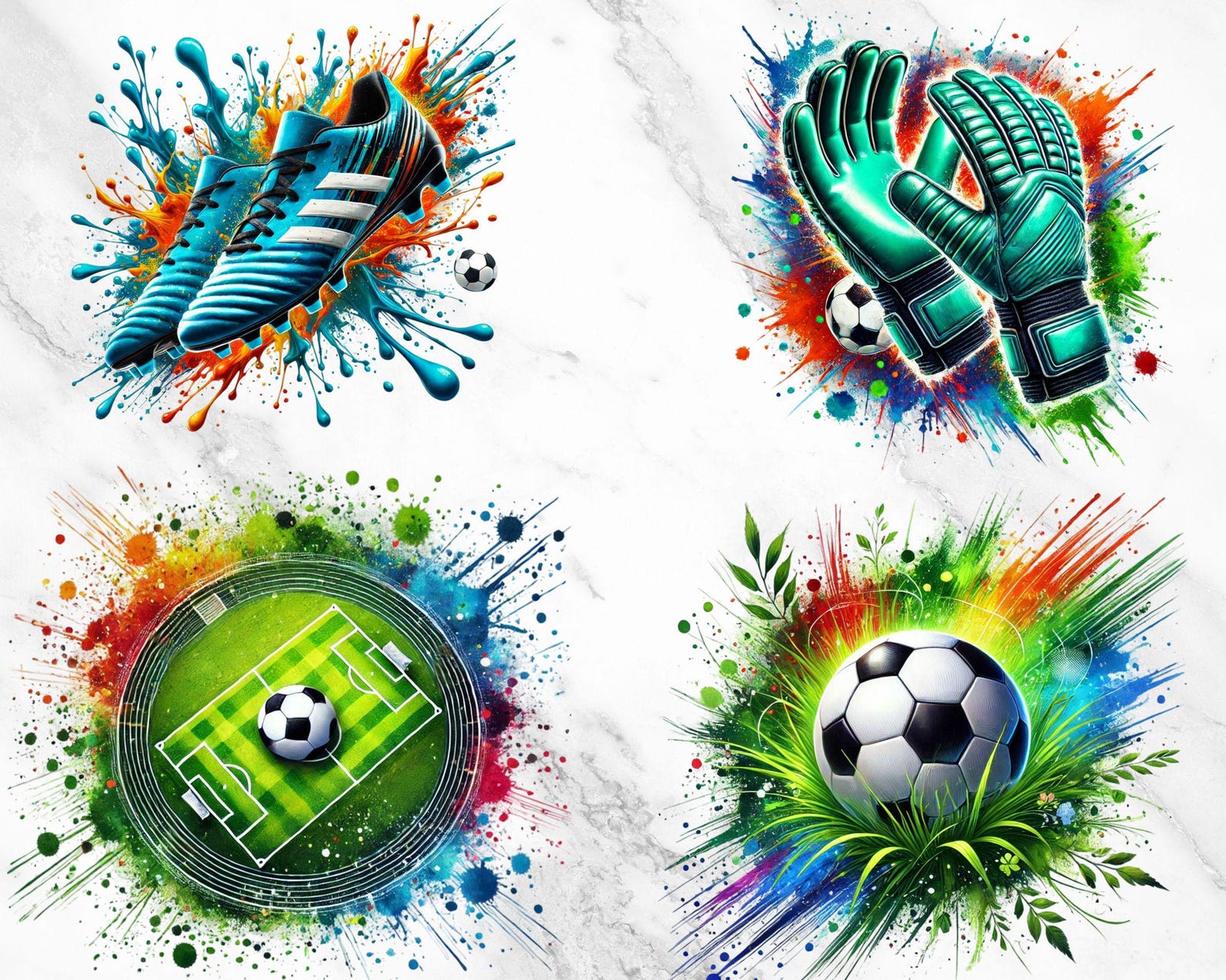 Watercolor Football Clipart Soccer Clipart Ball Uniform Fans Sports ...