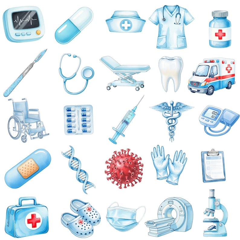 Watercolor Medical Clipart, Doctor Nurse Hospital Illustrations ...