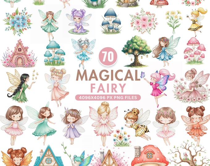 12 Watercolor Cute Fairies Clipart Bundle, Fairy PNG, JPG Files ...