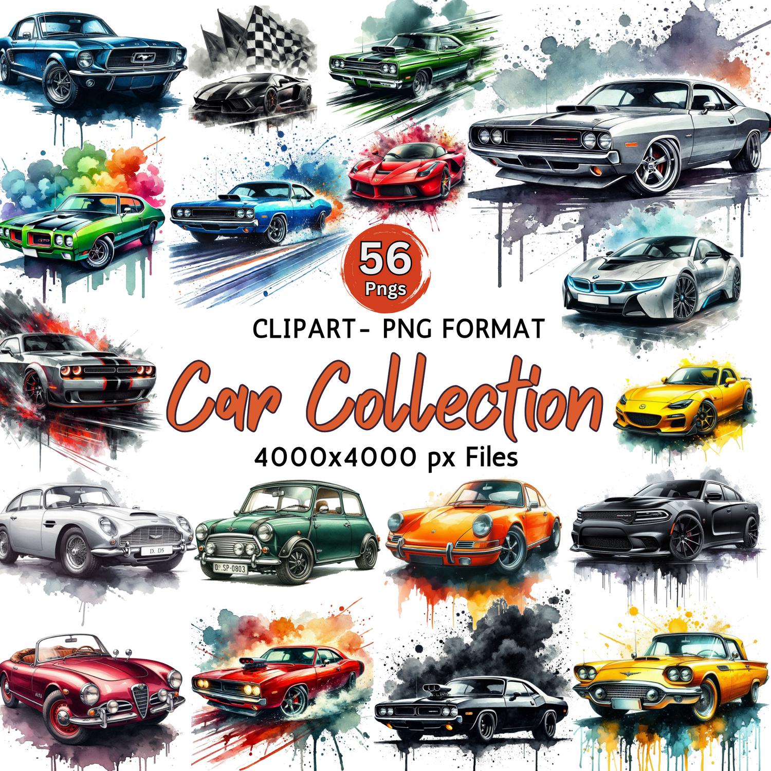 Watercolor Car Clipart Bundle Muscle Cars Clipart Classic 70s 80s Retro ...