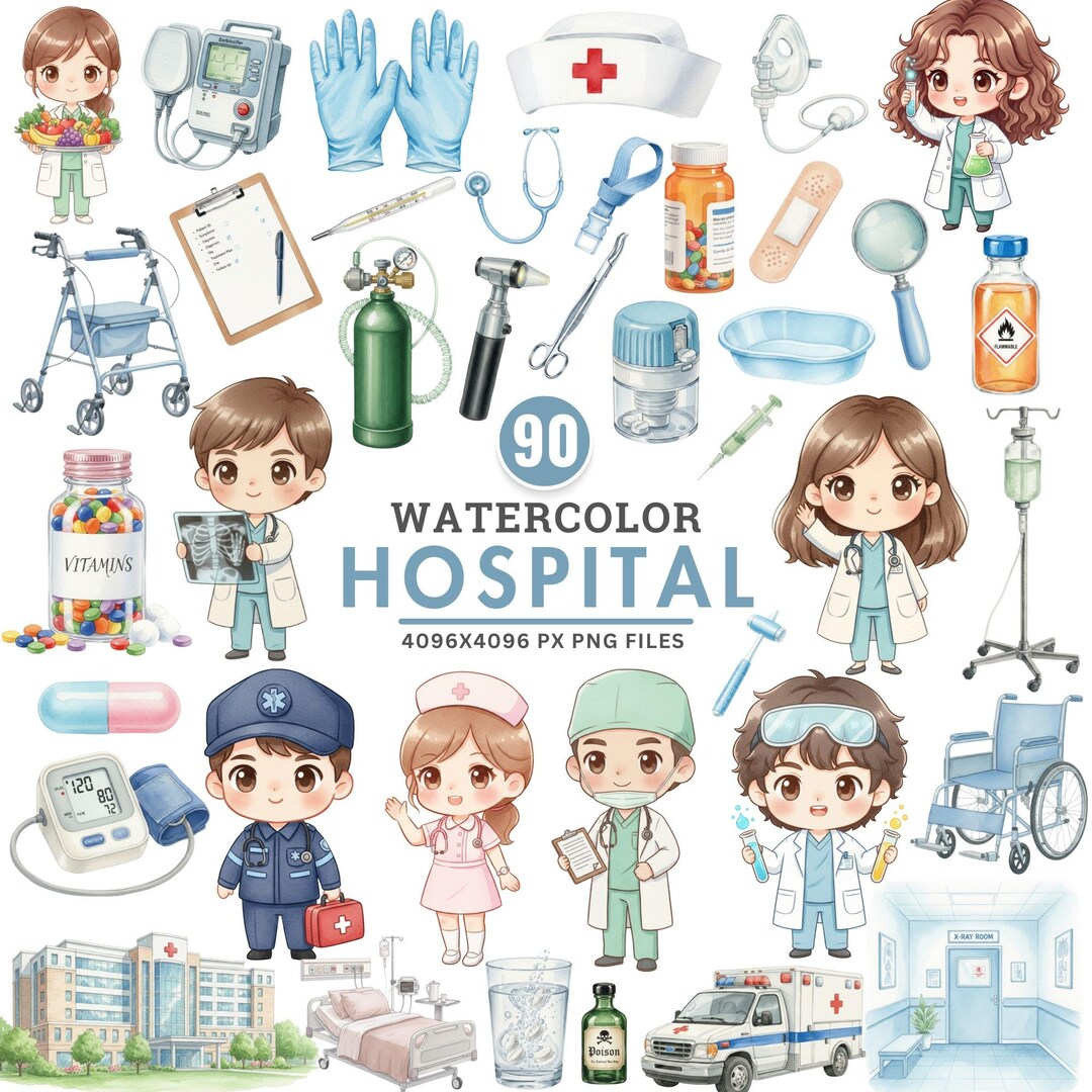 Cute Hospital Clipart, Medical PNG, Nurse and Doctor Clipart, Health ...