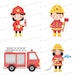 Firefighter Clipart, Cute Fire Truck PNG, Kids Firefighter Clipart ...