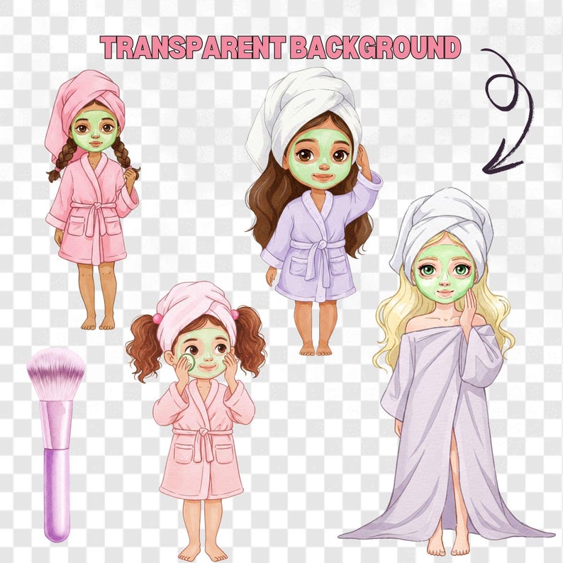 Spa Day Clipart Set Watercolor Self Care Bath Massage Makeup ...