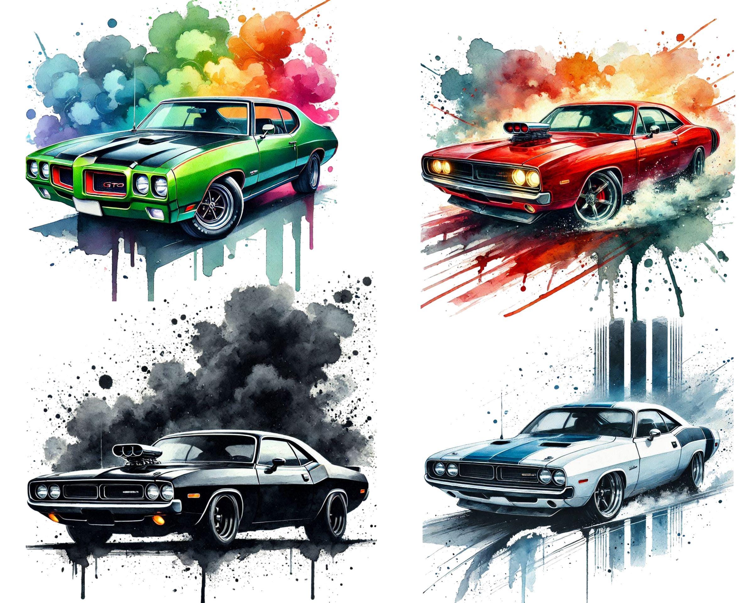 Muscle Car Clipart, Classic Car PNG, Vintage Car Clipart, Retro Car ...