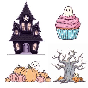 Groovy Halloween Clipart, Retro Halloween PNG, Cute Ghost Clipart ...