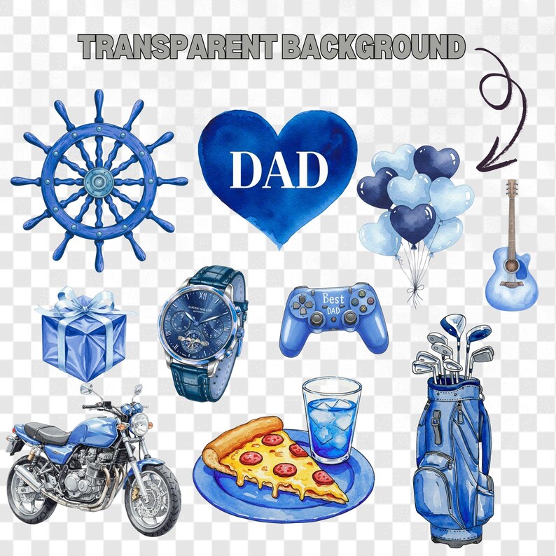 Father’s Day Clipart Blue Watercolor Dad PNG Best Dad Ever Gentleman ...