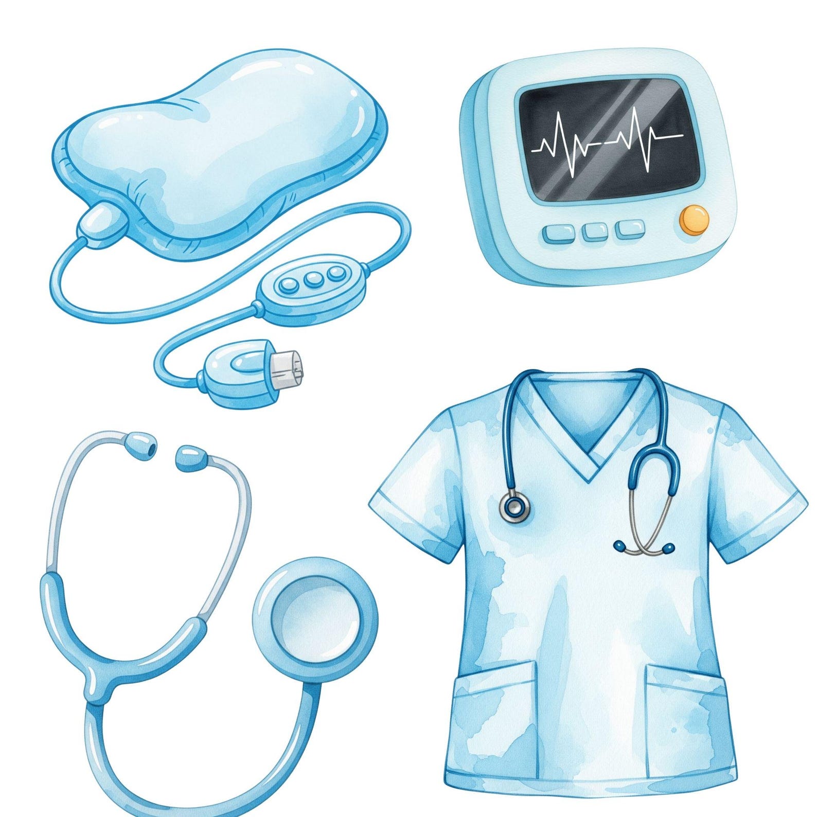 Watercolor Medical Clipart, Doctor Nurse Hospital Illustrations ...