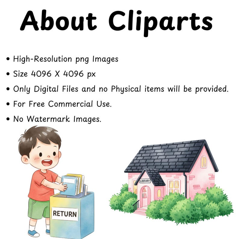 Kids Library Clipart, Cute Back to School Clipart, School Kids Clipart ...