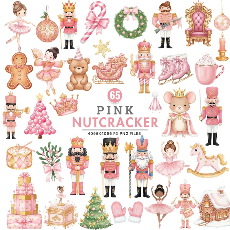 Pink Nutcracker Clipart, Watercolor Pink Christmas, Nutcracker ...