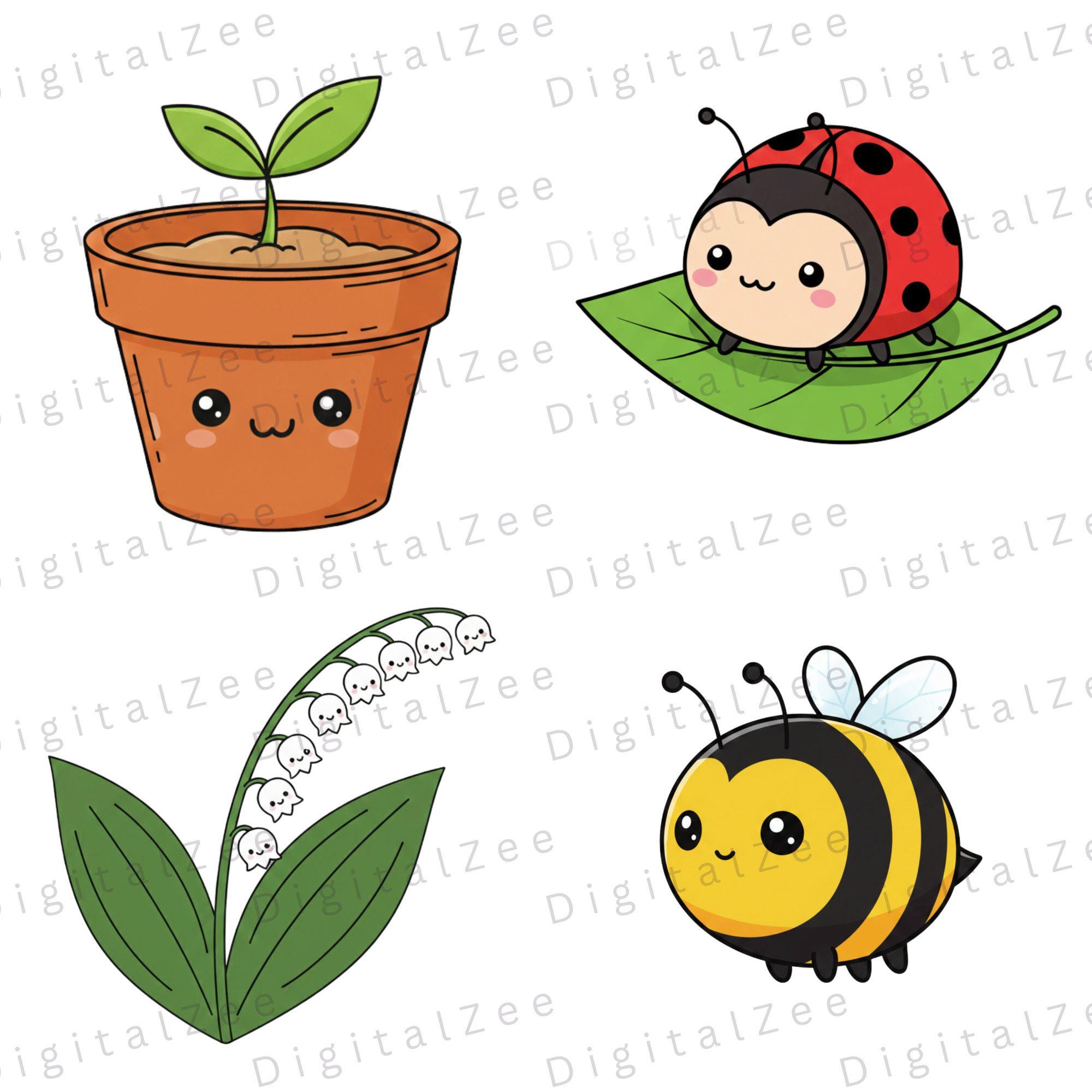 Watercolor Spring Animals Clipart, Easter Bunny PNG, Garden Animal ...