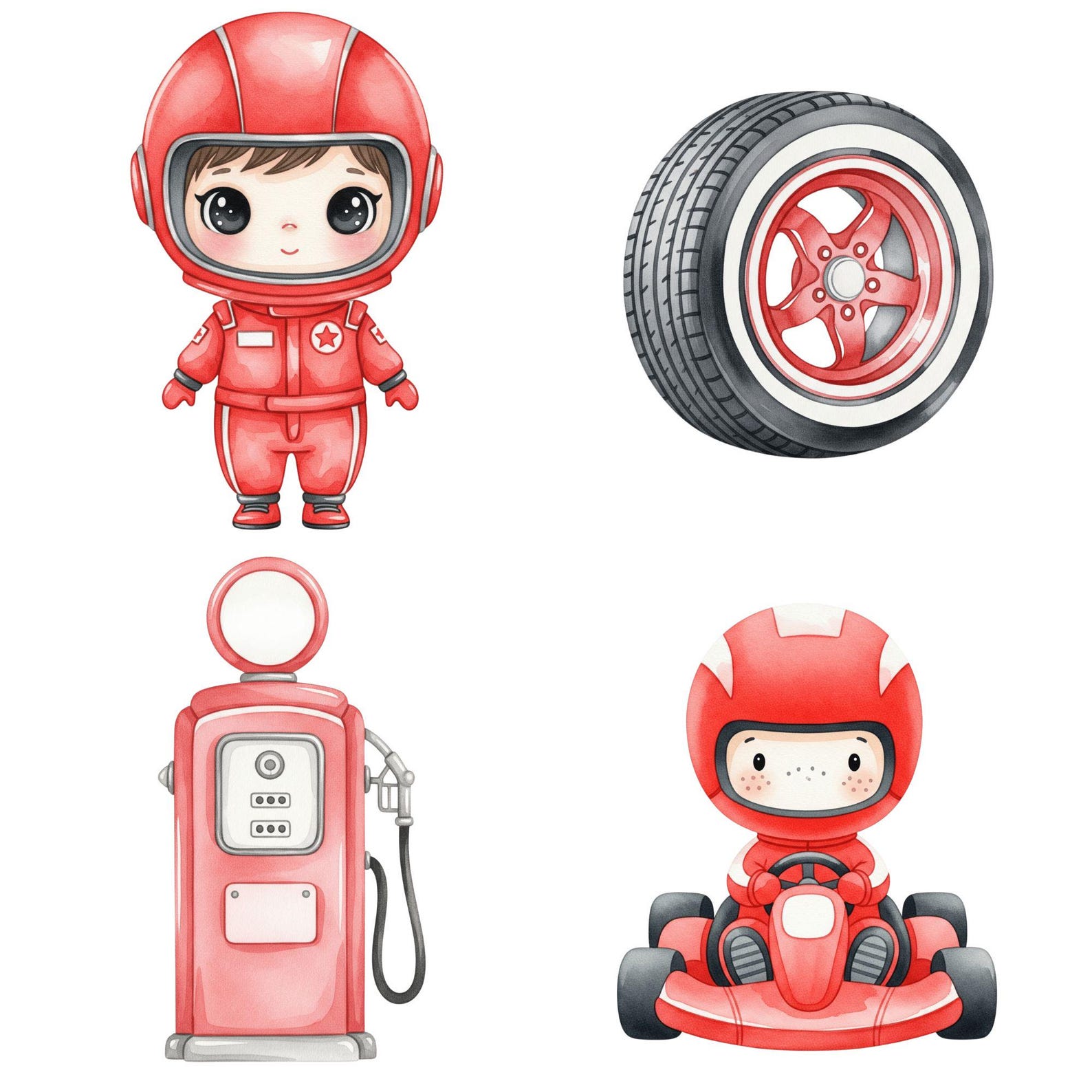 Little Racer Clipart, Red Race Car Clipart, Watercolor Red Race Car PNG ...
