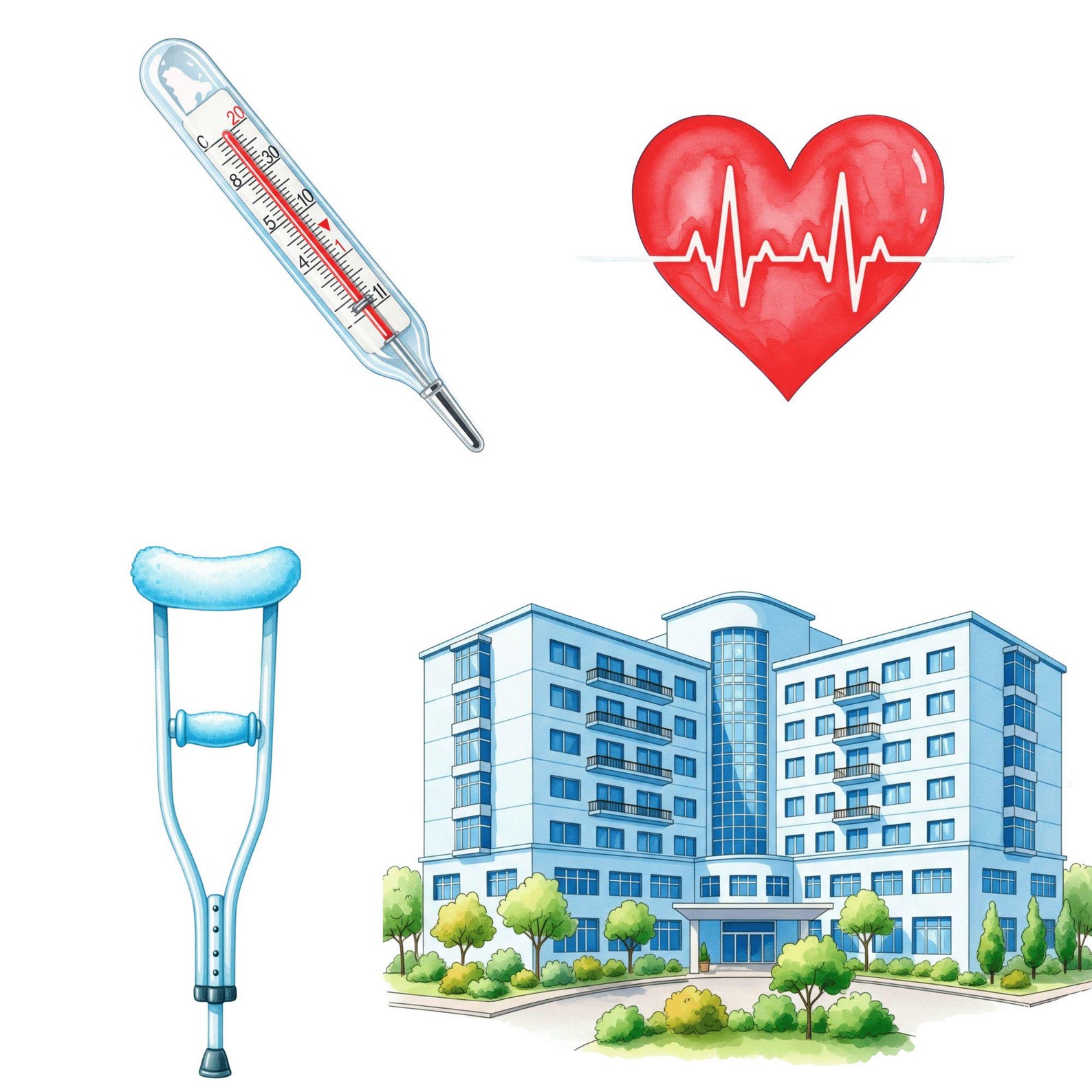 Watercolor Medical Clipart, Doctor Nurse Hospital Illustrations ...