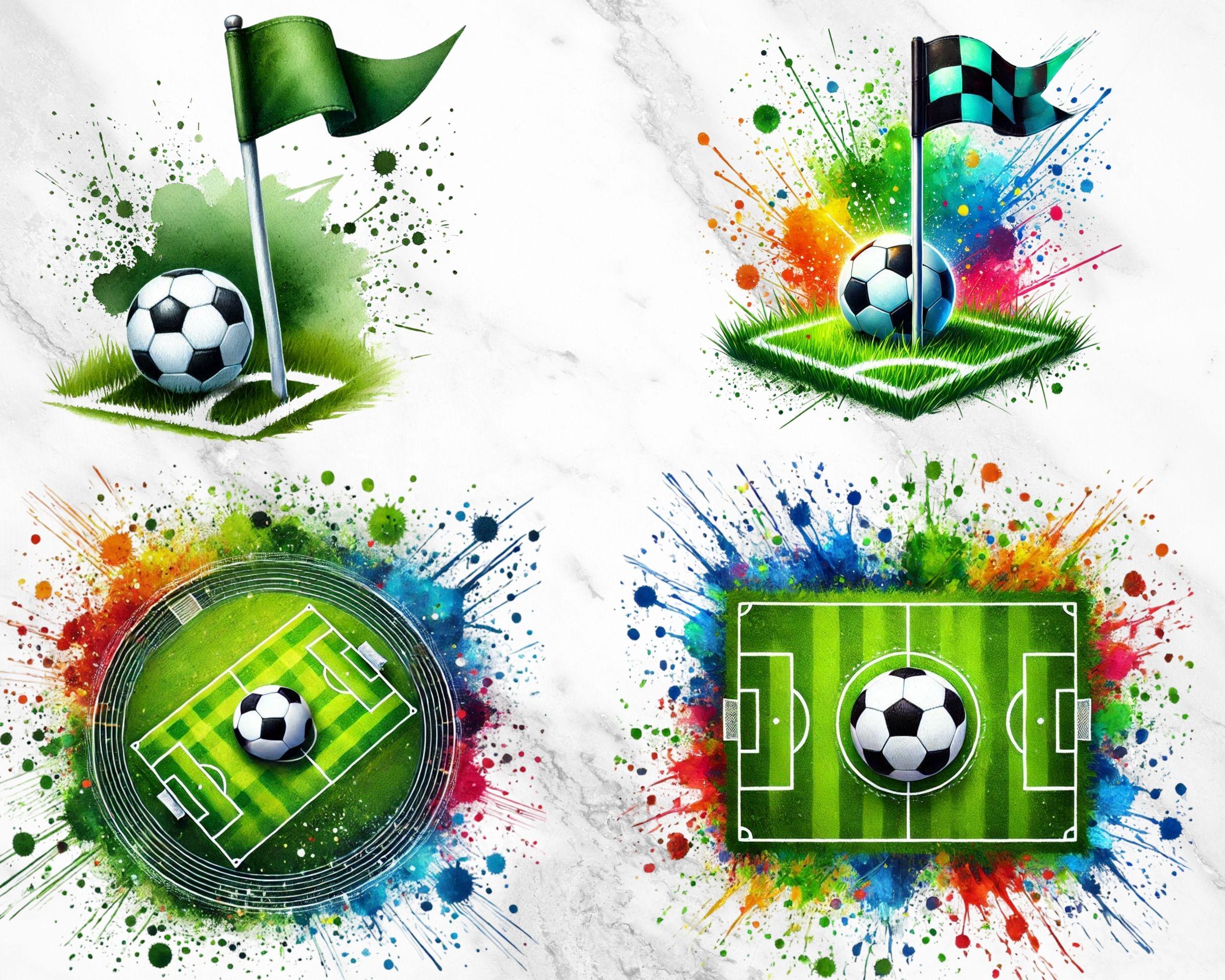 Watercolor Football Clipart Bundle Soccer Clipart Ball Uniform Fans ...